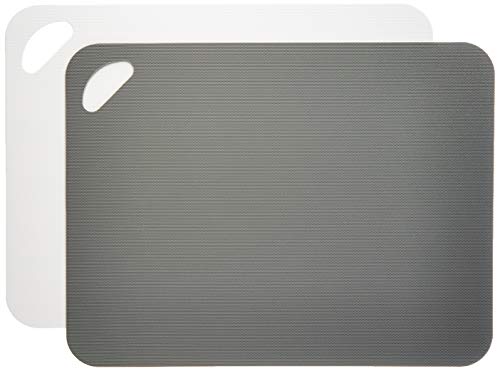 Lurch Germany Flexible Plastic Cutting Boards For Cooking | Flint Grey & White Thin Cutting Mat | Modern Dishwasher Safe And Bpa Free Cutting Board- Set Of 2