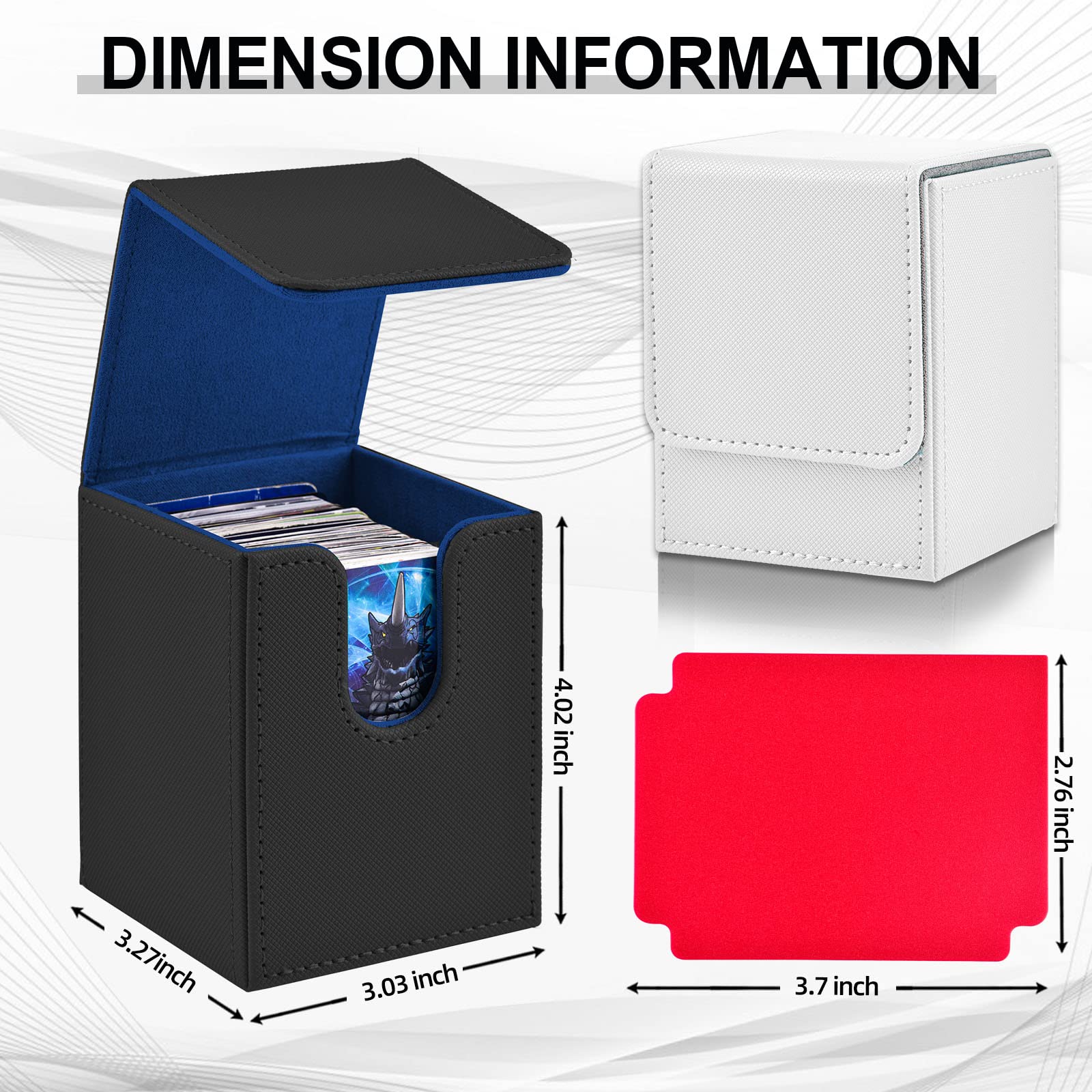 FCSELFLESS 2 Boxes Leather Card Deck Box with 2 Dividers Large Size Fit 100+ Plus (Black&White, Vertical)