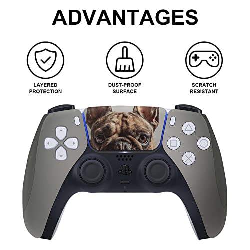 French Bulldog Portrait Full Protective Skin Cover Design Wrap Decal Sticker Compatible with PS5 Digital Edition Console and Controller