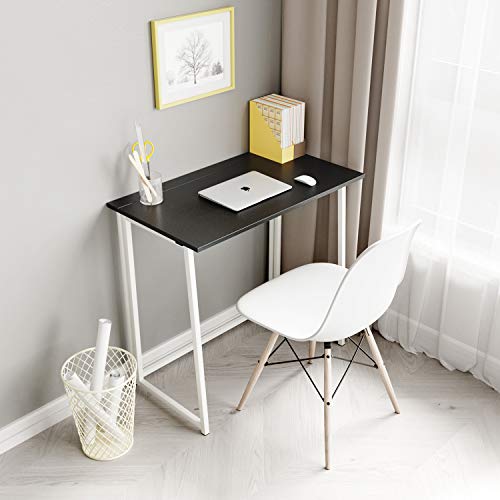 Dripex Folding Desk Computer Desk No Assembly Required Home Office Desk Folding Hobby Craft Table (Black)