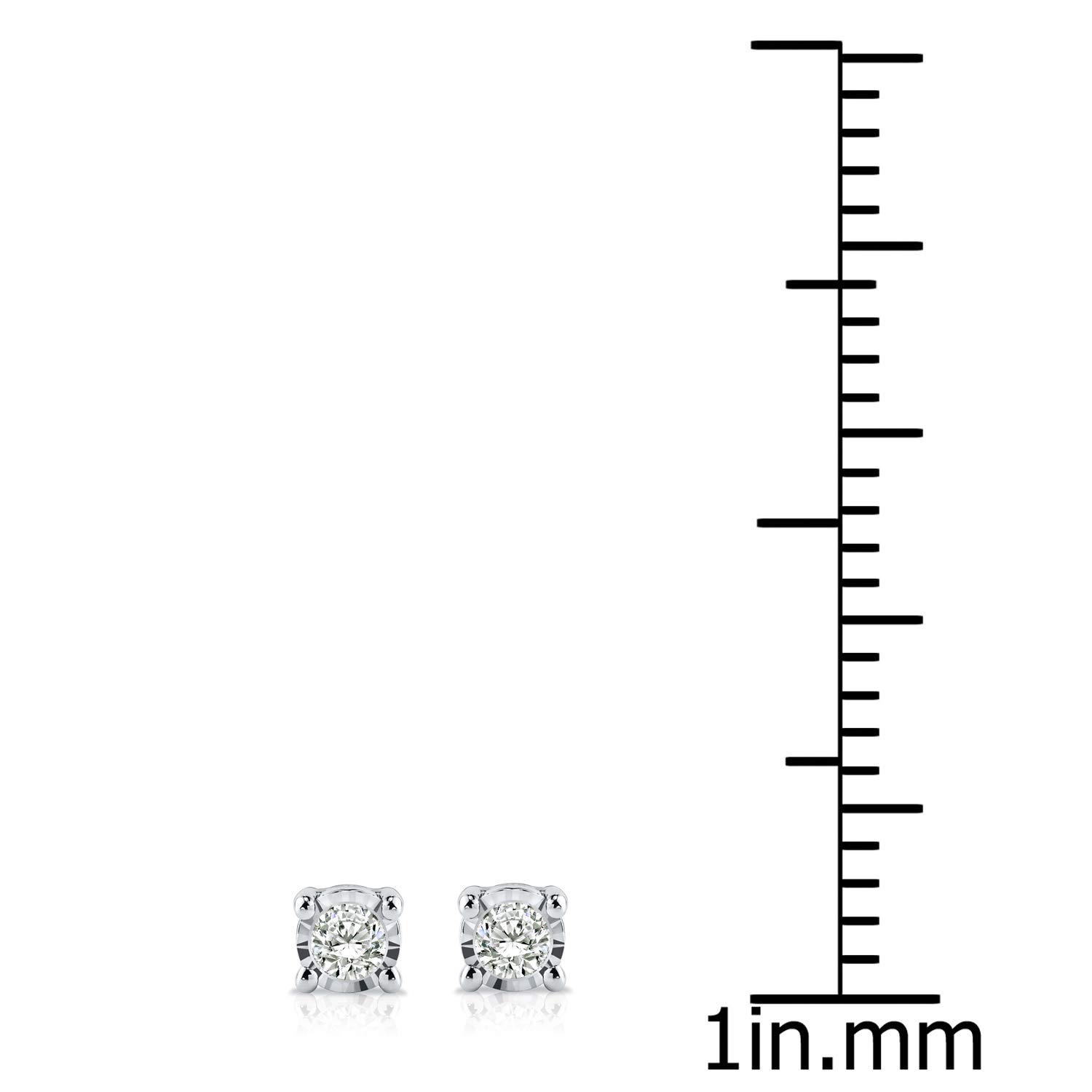 Diamond Wish Sterling Silver Round Diamond Stud Earrings (0.08 cttw, Good, I2-I3) 4-Prong Basket Set, Push-Back Clasps