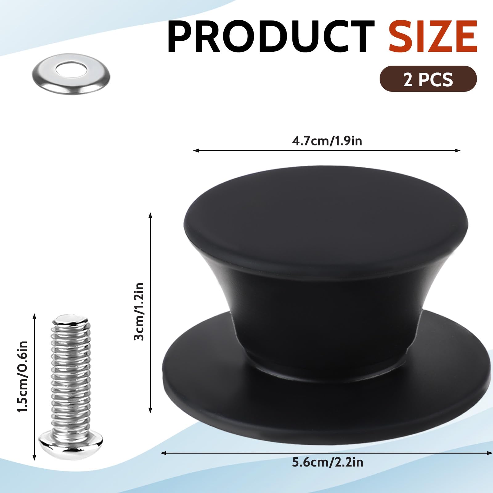 Molain 2pcs Universal Silicone Pot Lid Replacement Knob, Heat Resistant Pan Lid Holding Handles Black Non-Slip Pan Lid Knob for Slow Cookers Skillets Kitchen Cookware Lids Covers Dishwasher Safe