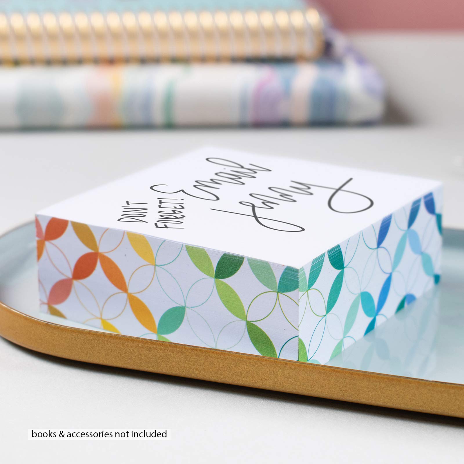 Erin Condren Sticky Note Cube for Posting Notes in a 3" x 3" Size - Mid Century Circles Colorful Geometric Pattern with 260 Sheets of Note Paper in a Cube