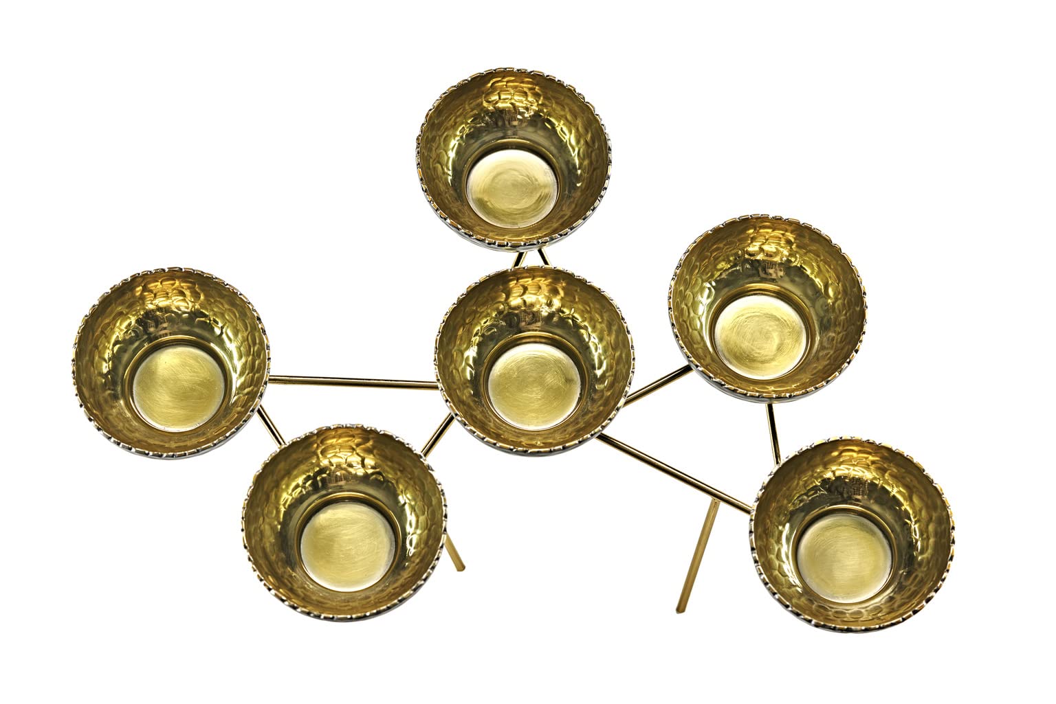 Godinger Stainless Steel Gold and Black Appetizer, Dessert, Fruit Bowls on Stand, Set of 6