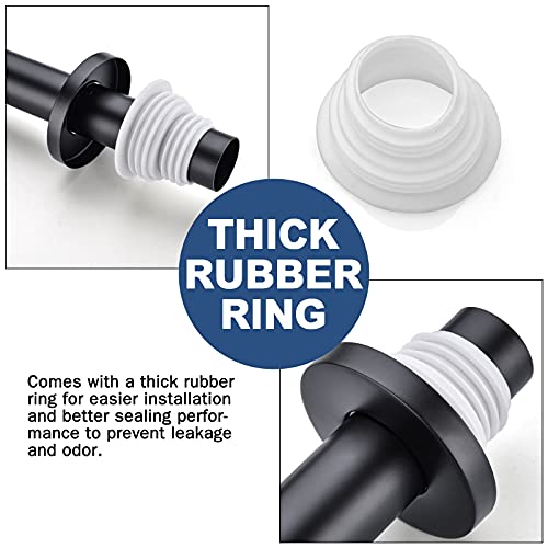 HANEBATH Brass Round Bottle P-Trap 1 1/4, Adjustable Bathroom Basin Sink Waste Trap Drain Kit, Matte Black