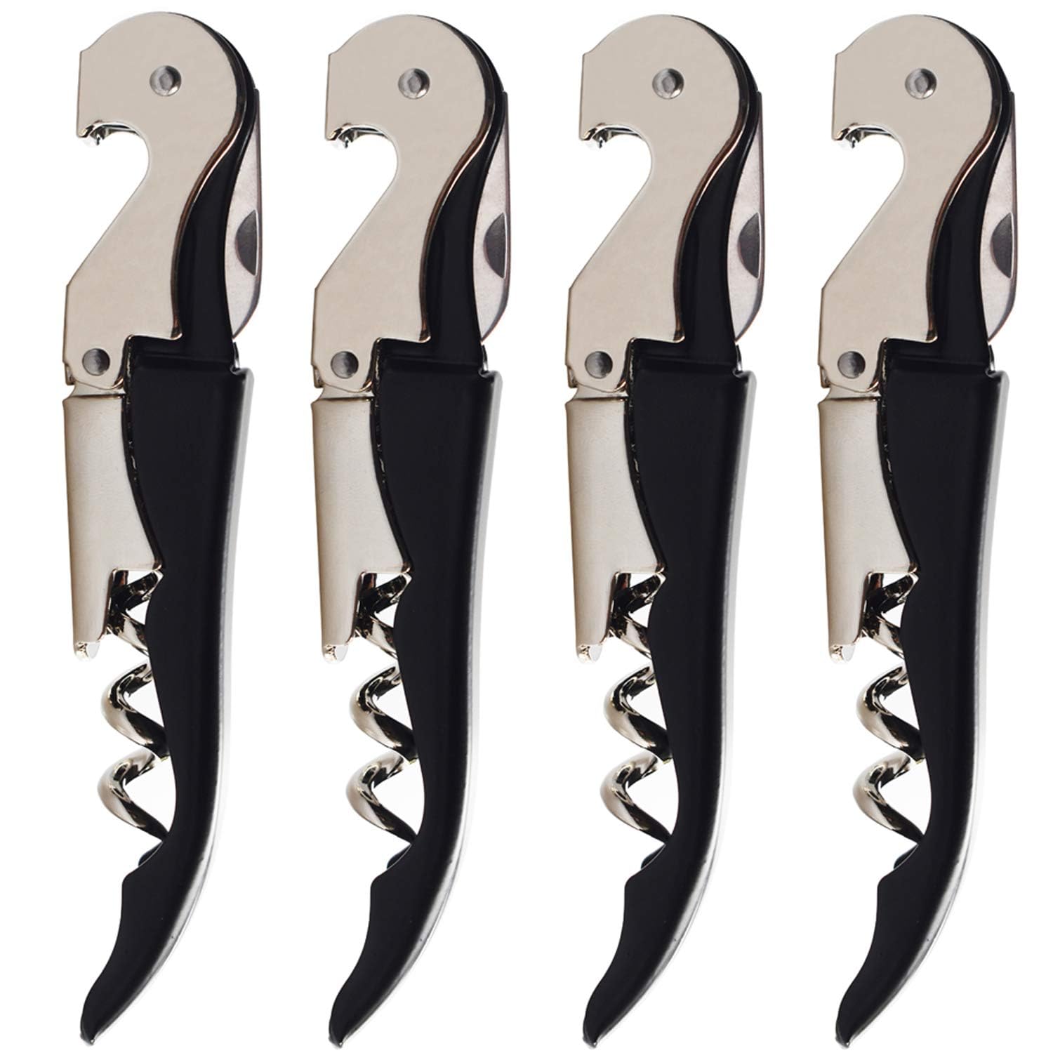 HYZ 4-Pack Wine Opener Waiter Corkscrew, Professional Wine Key for Servers, Bartender with Foil Cutter, Manual Wine Bottle Opener Double Hinged (Dark Green, Rosy, Orange,Blue)