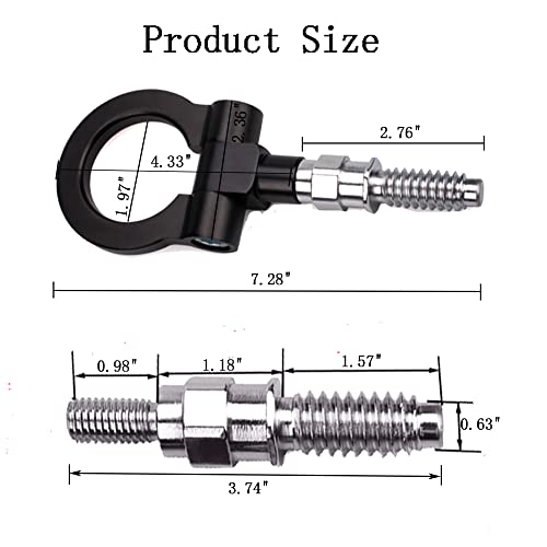 venveal Universal Car Tow Hook Front Bumper Screw-On Front Tow Hooks,Aluminum 16Mm Tow Hook for B-M W 1 3 5 Series E39 E82 E88 E90 E91E92 E93 X1 X3 X5 X6 F22 F30 F55 F66(Black)