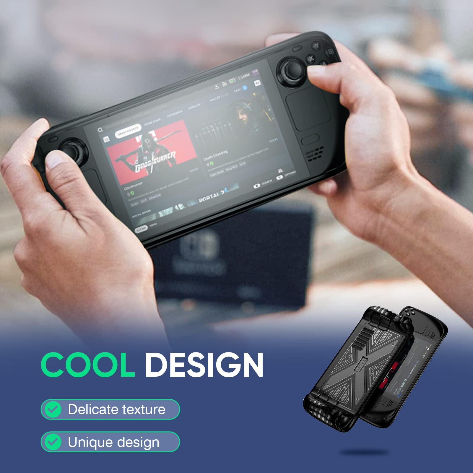 Ftlssi Steam Deck Case Compatible with Steam Deck Silicone Soft Case with 2 Steam Deck Glass Protectors Suitable for Steam Deck Shock Absorption Anti-Slip Anti-Scratch Design Steam Deck Accessorie