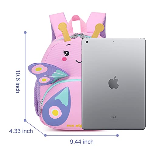 Reqinqin Cute Animal Toddler Backpack,3D Animal Cartoon,MINi Travel Backpack Butterfly Bag for Baby 1-5 Years Girls Personalized Waterproof Bag Kids Backpack(Butterfly)