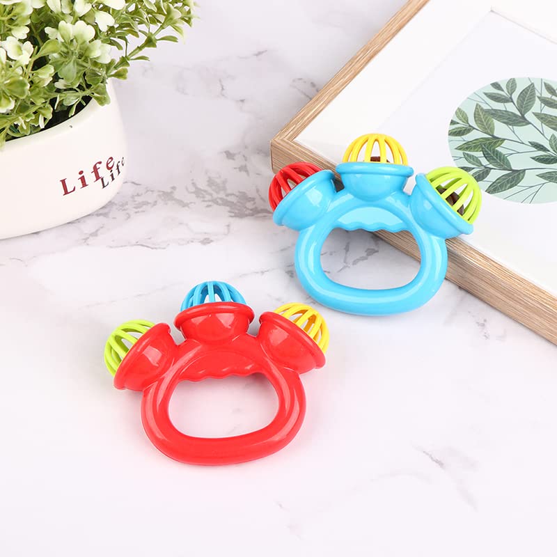 Fublazeze 1Pc Plastic Infant Comfort Rattle 0-3 Years Old Ringing Three-Headed Bell Color Baby Hand Grabbing Rattle