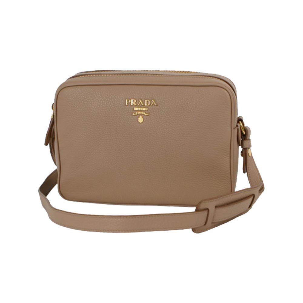 Prada Crossbody Bag Handbag For Women - Beige Vitello Phenix Leather Double Zip Crossbody Bag 1BH079 Bags For Women
