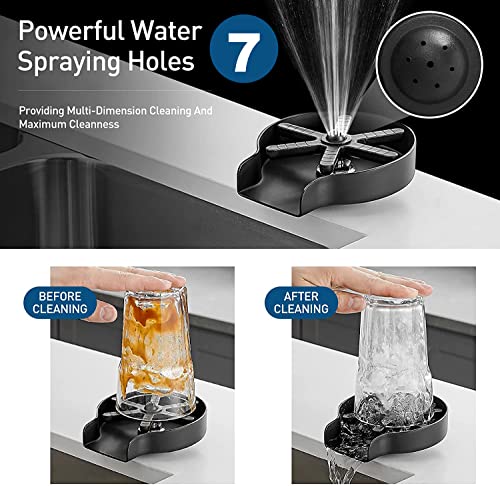 Havin Stainless Steel Wine Glass Rinser for Kitchen Sinks, Bar, Baby Bottles Cleaning, Bar Glass Sprayer, Kitchen Sink Accessories (Matte Black)