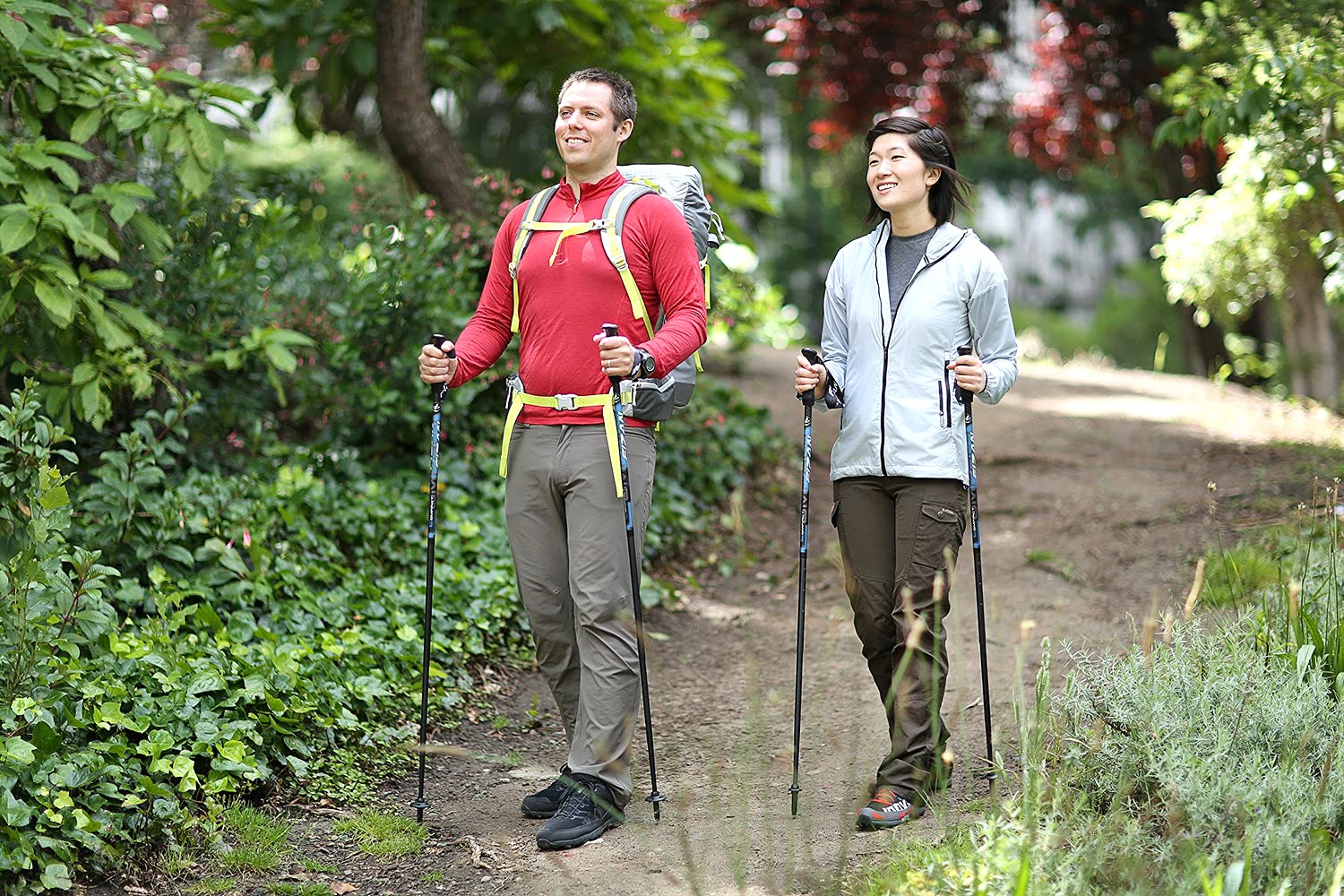 DROP + Fizan Compact Trekking Poles – Ultralight, Backpacking, Thru Hiking Poles, Adjustable, Collapsible, Customized Fit, EVA Grips, Blue (158 Grams Each)
