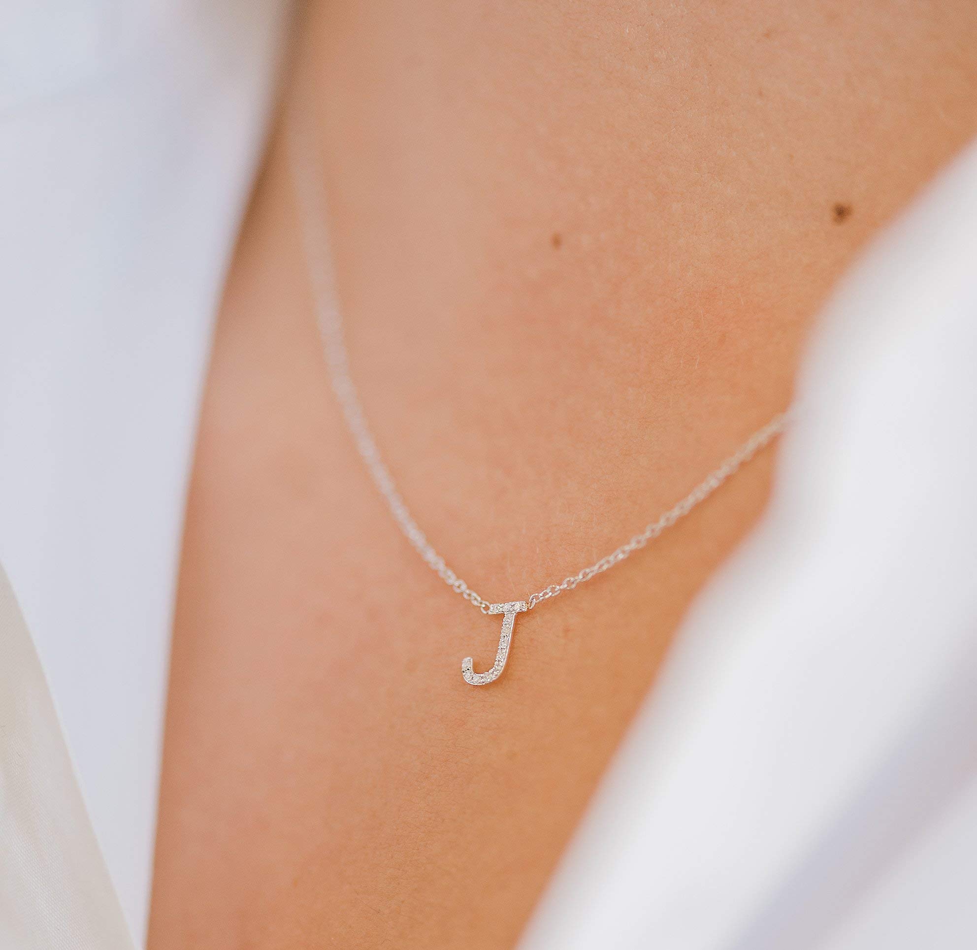Diamond Initial Necklace, 14K Gold Pave Diamond Letter Necklace, Personalized Diamond Letter Necklace, Stackable, Handmade, Yellow Gold, Rose Gold, White Gold, Zoe Lev Jewelry