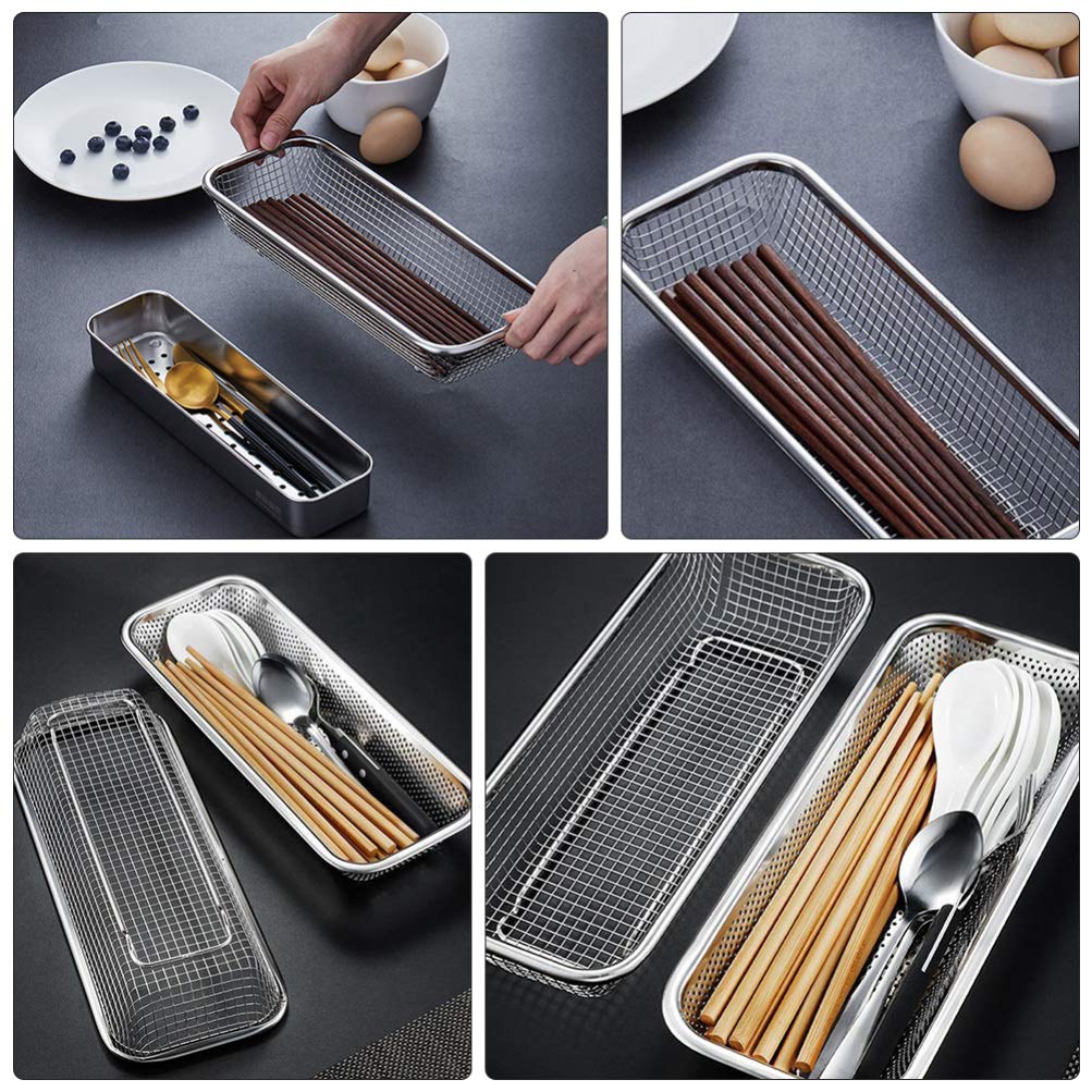 DOITOOL Dishwasher Silverware Cutlery Basket Spoon Fork Case Sink Basket Rack Organizers Cutlery Silverware Storage for Cooking Countertop Silver