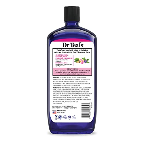Dr Teal's Foaming Bath with Pure Epsom Salt Menstrual Relief with Herbal Plant Complex & Essential Oils 34 fl oz (Pack of 4) (Packaging May Vary)