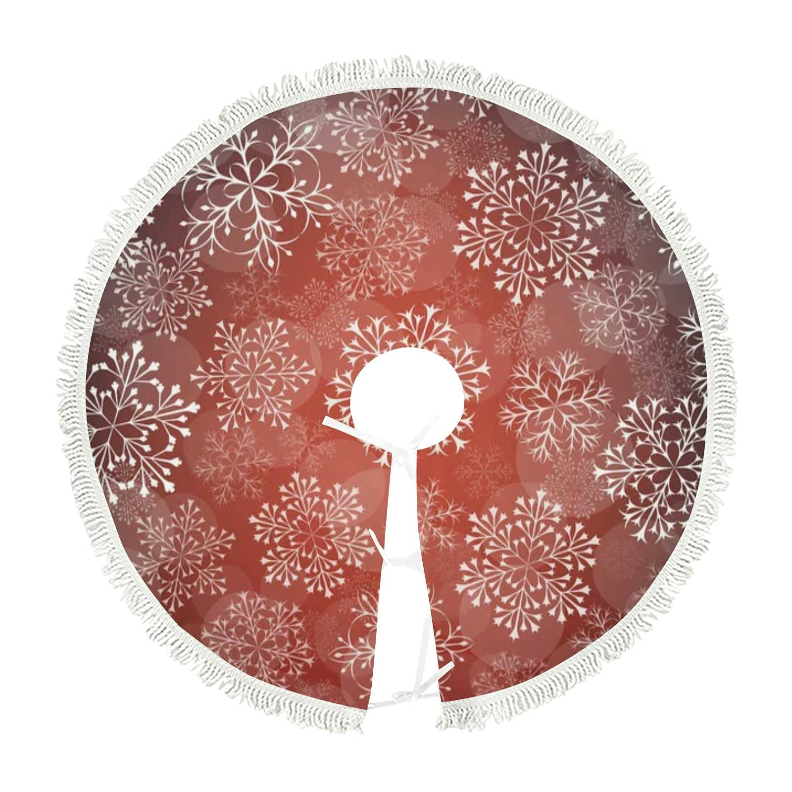 Dream Bay Vintage Snowflakes Christmas Tree Skirt 36 Inch Tree Mat Xmas Holiday Party Decoration Rustic Xmas Tree Skirt Home Indoor Outdoor
