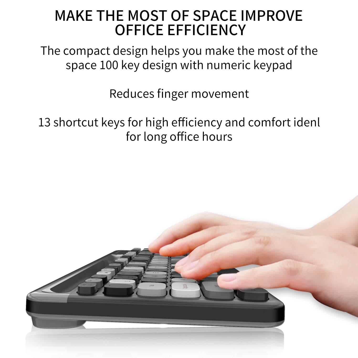 FOPETT Keyboard and Mouse Sets Wireless Keyboard and Mouse Sets,Reliable 2.4 GHz Connectivity for PC,Laptop,Smart TV and More (Grey Colorful)