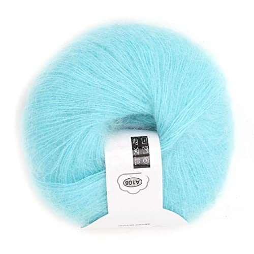 Knitting Tool, Pashm Knit Pins Quilting Pins Angora Long Wool Yarn Hot Popular Soft Mohair Sewing and Embroidery Craft Collection (07 Water Blue)