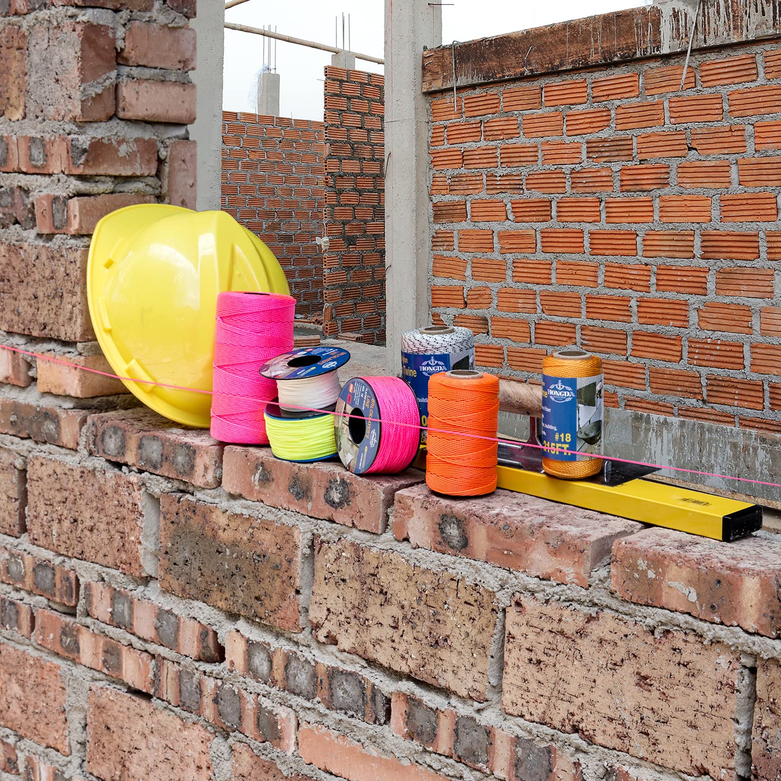 HONGDA Nylon Twine, 1000 Feet #18 Braided Nylon Mason line String Perfect for Masonry Jobs and for The Layout of General Construction, Gardening, DIY Project, Fluorescent Yellow