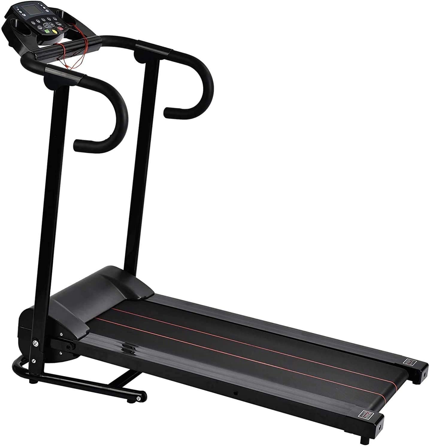 Fophet Folding Treadmill, 1.5 HP Foldable Electric Motorized Treadmill Running Exercise Machine, Space-Saving Easy Assembly Fitness Jogging Workout, 12 Preset Programs, and LCD Display/ 2* cup Holders
