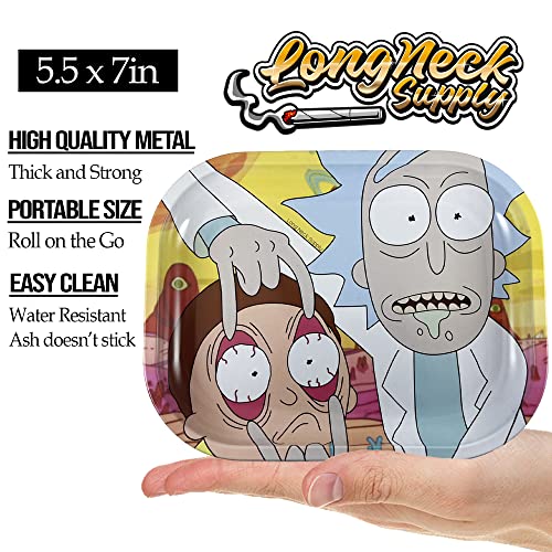 Long Neck Supply - Metal Rolling Tray Storage Smoke Accessories Cigarette Trays for Magnetic Set Kit - Peeled Eyes 7" x 5.5"…