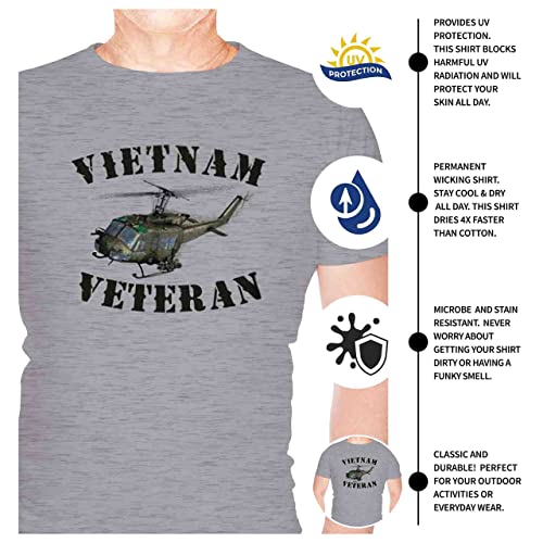 VetFriends.com Vietnam Veteran Huey Performance T-Shirt (Large) Grey