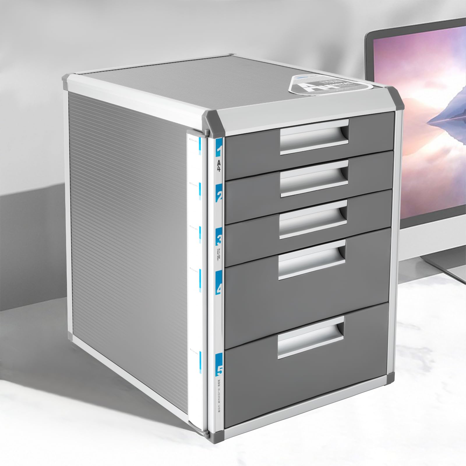 DDBESSIC File Cabinet, 5 Drawer Lateral Filing Cabinet with Lock Desk Cabinet Storage Home Office Lockable Desk Storage Organizer with Drawers