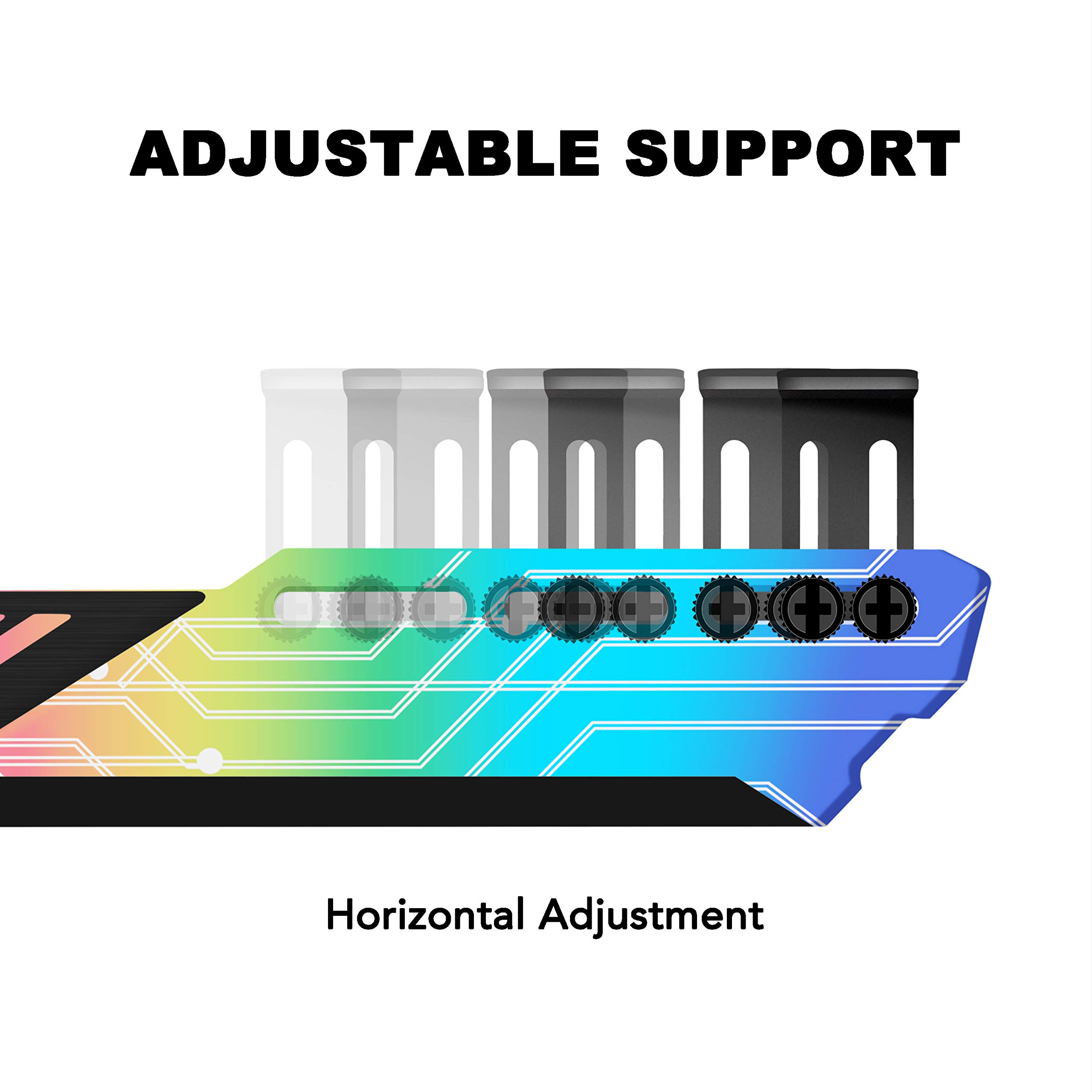 EZDIY-FAB Auto RGB Rainbow Only GPU Holder Colorful RGB Graphics Card GPU Support Video Card Holder Bracket, Video Card Sag Holder/Holster Bracket