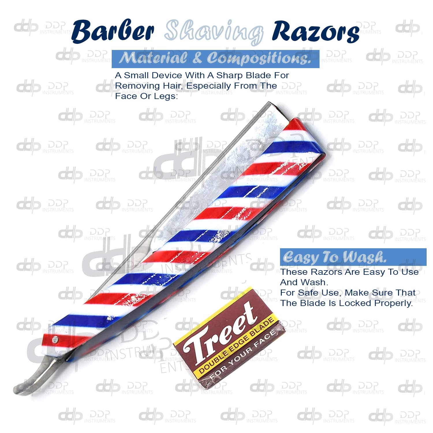 DDP Professional Barber Hair Shaving Razor Straight Knife With Free 10 Blade BTS-192 Flag Colors