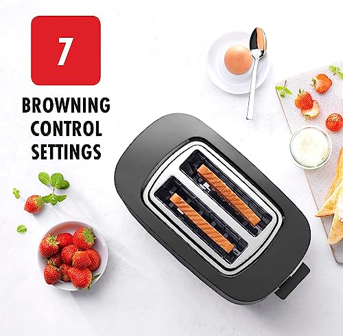 ZWILLING Enfinigy Cool Touch Toaster 2 Slice with Extra Wide 1.5" Slots for Bagels, 7 Toast Settings, Even Toasting, Reheat, Cancel, Defrost, Black