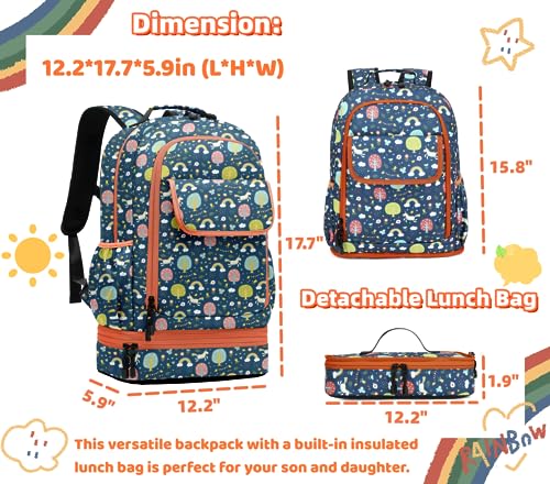 Leaper Water-resistant Cute Mermaid Laptop Backpack Double Deck Lunch Bag Satchel Purple