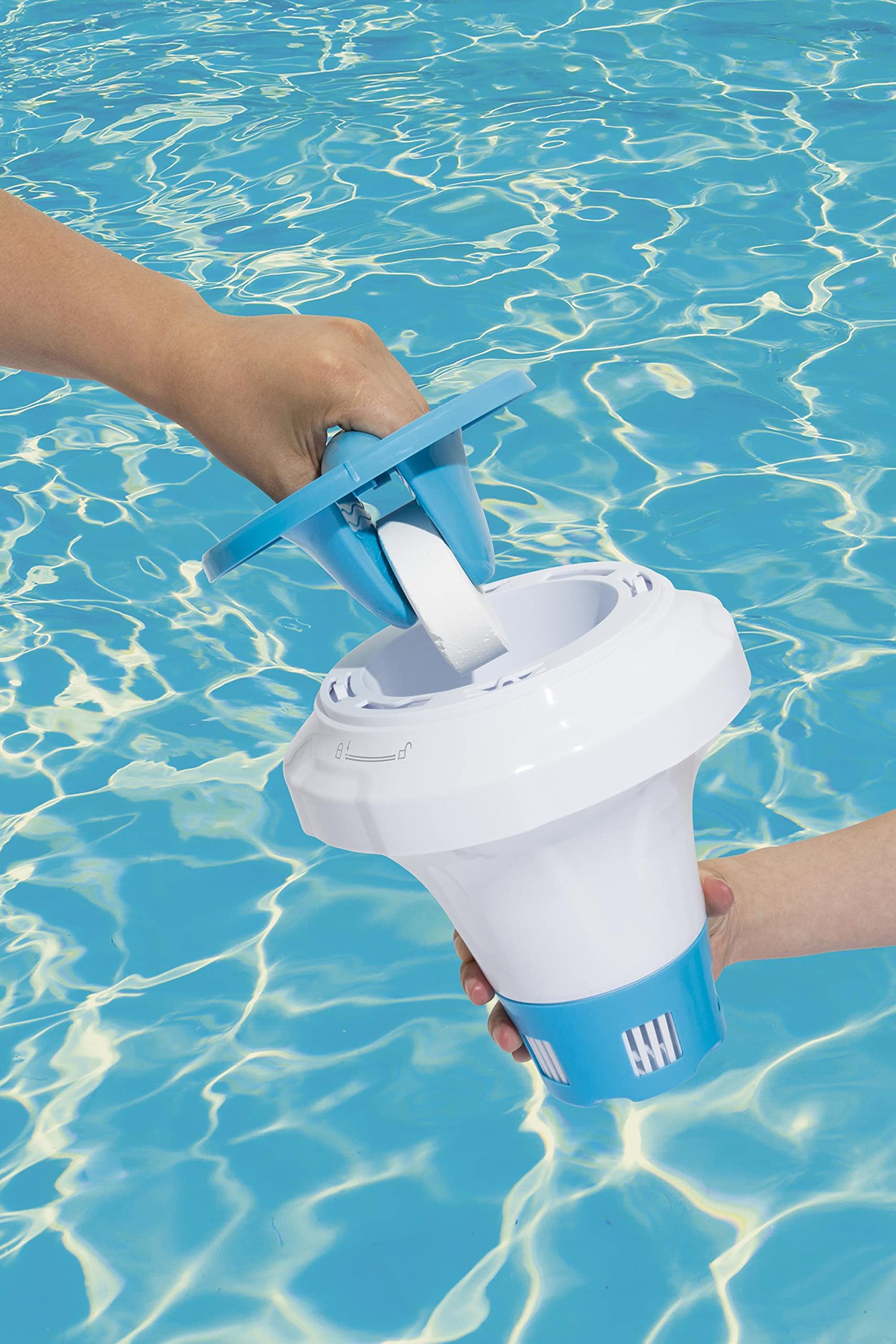 Flowclear Floating Pool Chemical Dispenser with ChemGuard Glove