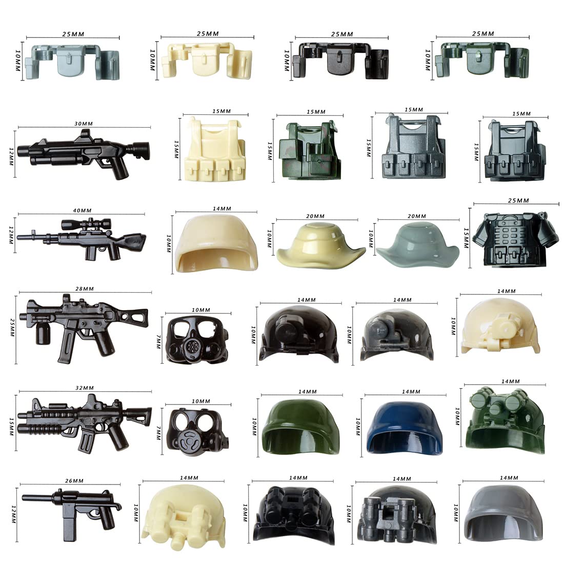 FUNDE Weapons Armor Helmets Pack, WW2 Military Army Weapons Accessories Kit - 54Pcs - CT14
