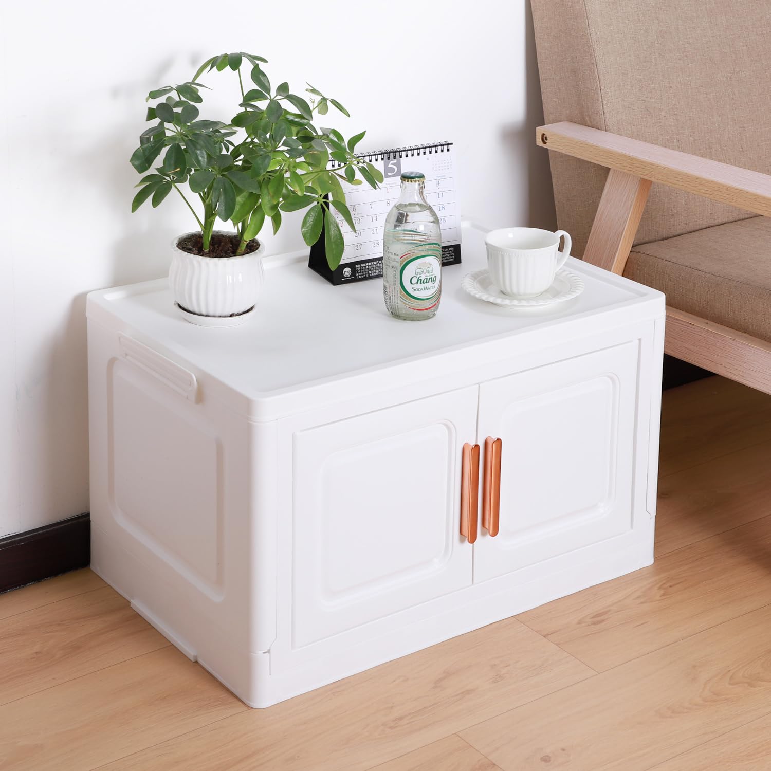 FURKIT Plastic Storage Bin with Lid, 84QT White Storage Containers with Wheels (1 Pack)