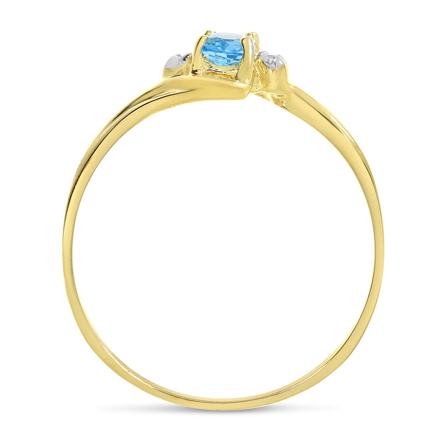 Direct-Jewelry 10k Yellow Gold Oval Blue Topaz And Diamond Ring (Size 8)