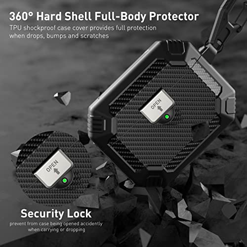 Maxjoy for AirPods Pro 2nd Generation Case Cover, AirPods Pro 2 Protective Case 2022 with Lock Pro2 Military Hard Rugged Shockproof Cover with Keychain Compatible with Apple Airpods Pro 2, Black