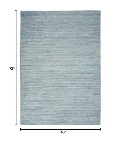 Nourison Washable Essentials Coastal, Nautical & Beach Aqua 4' x 6' Area Rug, Non Shedding, Bed Room, Living Room, Dining Room, Kitchen (4x6)