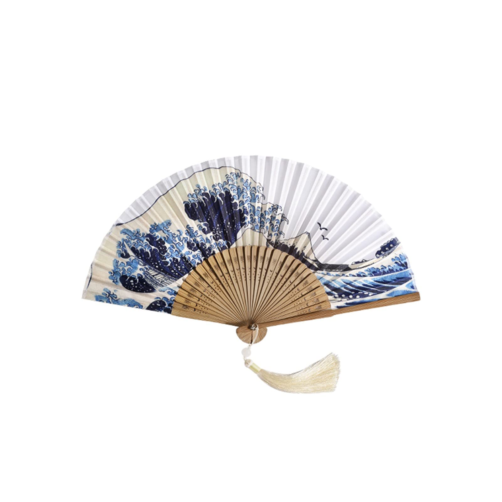ERTUO Fringed Folding Fan Hand Fan Pocket Fan Retro Bamboo Handle Fan Wedding Summer Party Dancing Cosplay