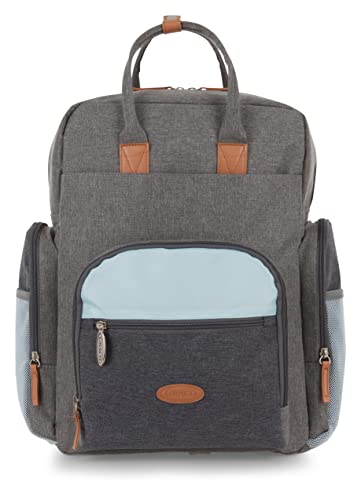 Graco Unisex Baby Double Handle Diaper Bag Backpack with Changing Pad, Heather Gray Color Block, Large