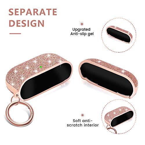 Maxjoy for Apple Airpods Pro 2nd Generation Case Cover 2022, Bling Sparkle Luxury Glossy Hard Shell Cover Scratch Drop Proof,Protective Case Glitter for Women Girl Airpod Pro 2 Case - Golden