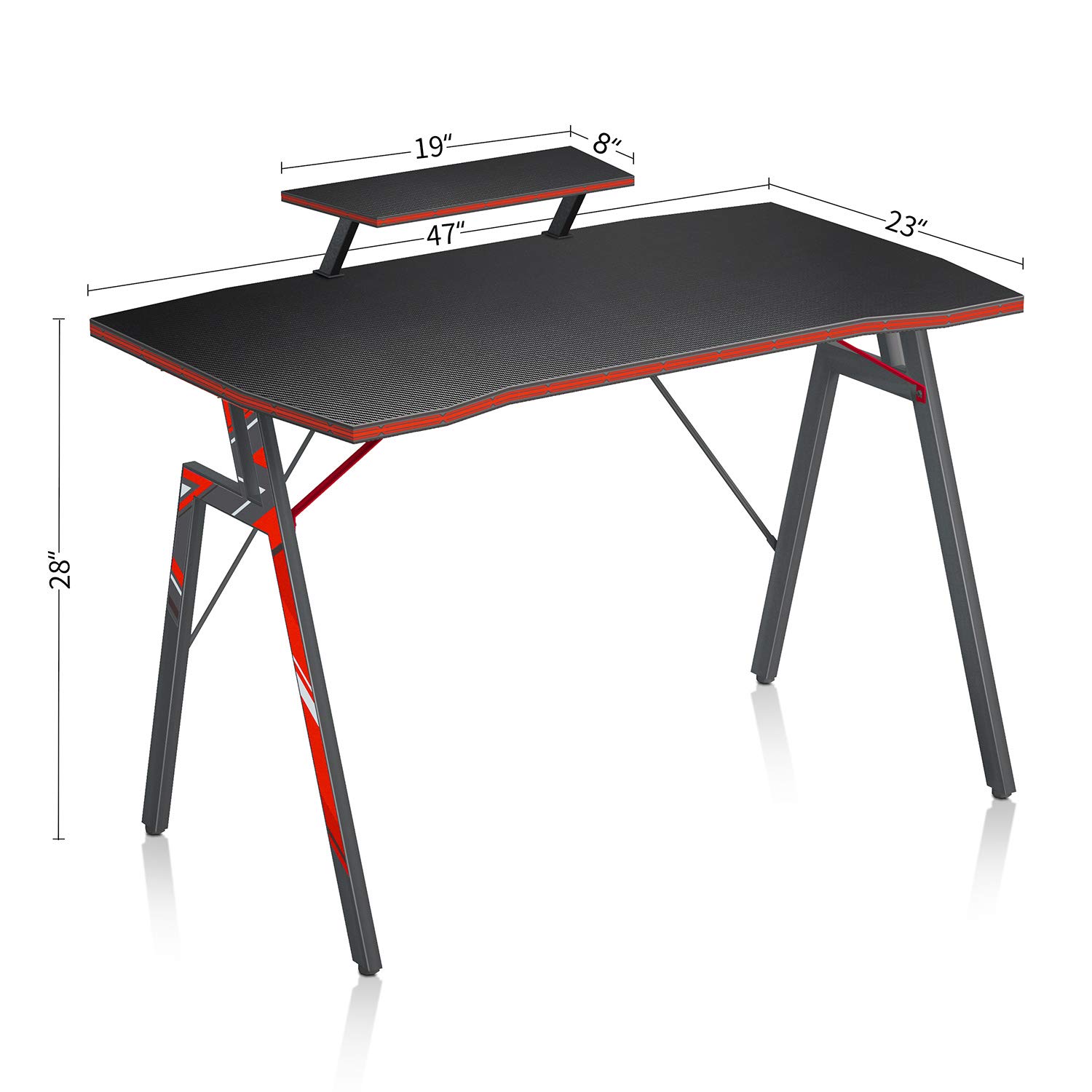 DESINO Gaming Desk 47 inch PC Computer Desk, Home Office Desk Table Gamer Workstation with Cup Holder and Headphone Hook, Black
