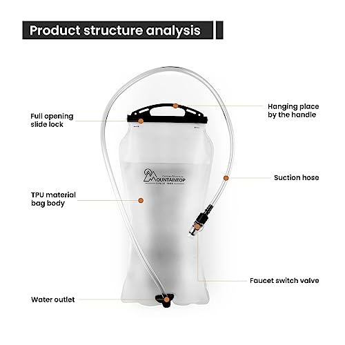 MOUNTAINTOP 40L Hiking Backpack with 3L Hydration Bladder for Women & Men Outdoor Travel Camping Day Pack with Rain Cover, 21.7 x 13 x 7.9 in,Black