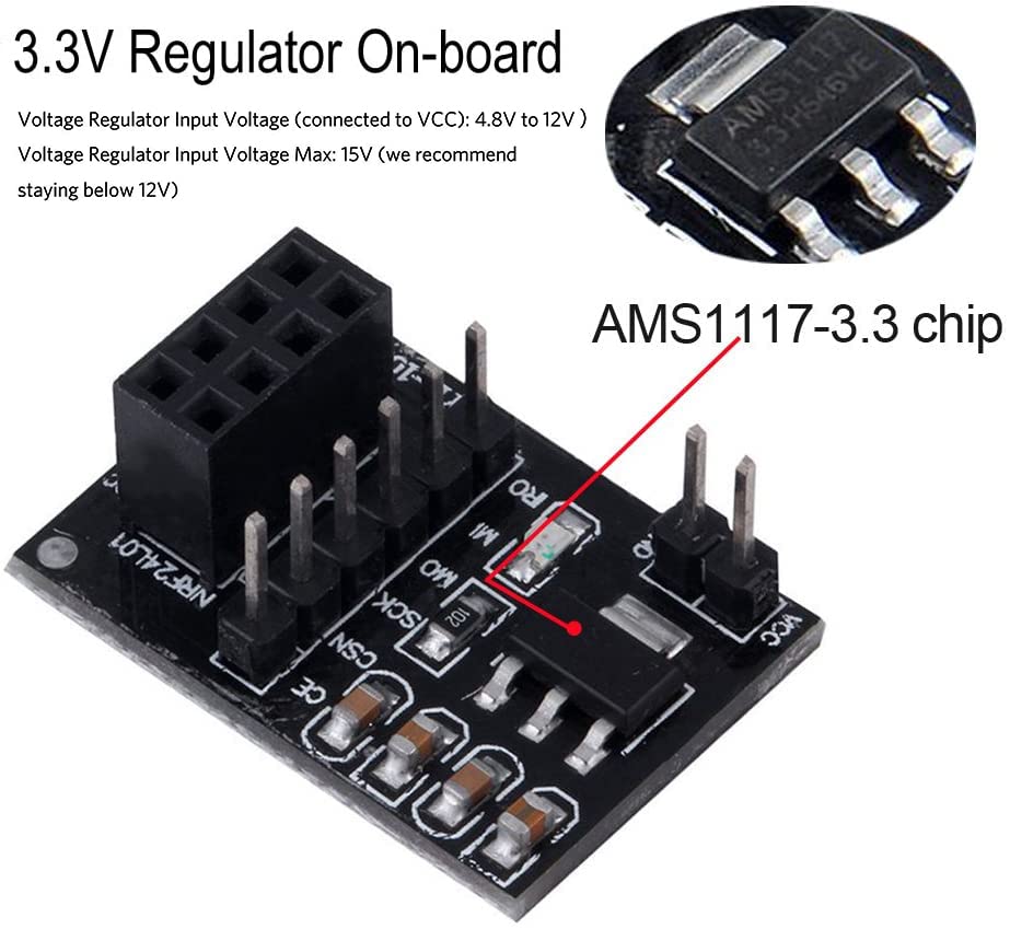 JoohcUngir 8pcs NRF24L01+ 2.4GHz Wireless RF Transceiver Module and 4pcs NRF24L01+PA+LNA Wireless Transceiver RF Transceiver Module 2.4G 1100m with 4pcs NRF24L01+ Breakout Adapter Modules