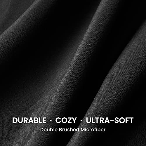 SLEEP ZONE Super Soft Cooling Full Size Bed Sheets Set 4 Piece - Easy Care Fitted Flat Sheet & Pillowcase Sets - Wrinkle Free, Fade Resistant, Deep Pocket 16" (Black, Full)