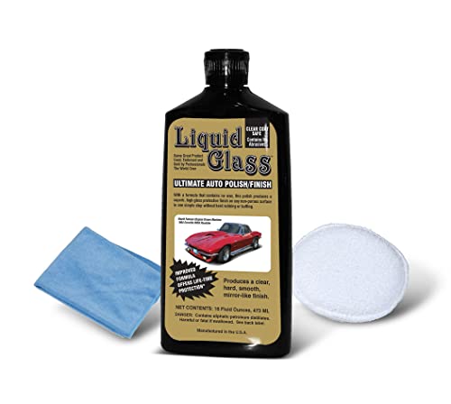 Liquid Glass Ultimate Auto Polish/Finish, Microfiber Cloth, and Applicator Pad - Seal and Protect Your Vehicle’s Finish with Liquid Glass Ultimate Auto Polish/Finish, 16 oz.