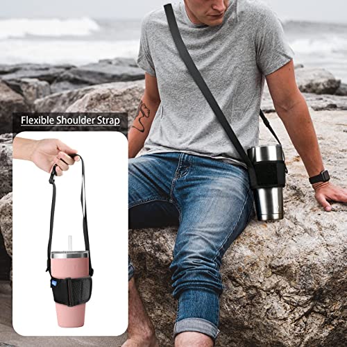 Xxerciz Tumbler Carrier Holder Water Bottle Carrier with Shoulder Strap, Fit for Simple Modern, Yeti, Rtic, Hydro Flask Tumbler Drink Carrier with Carrying Handle Water Bottle Holder for Walking