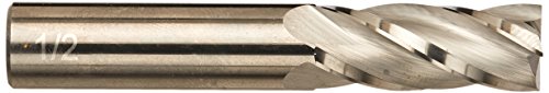 Kodiak Cutting Tools KCT131063 USA Made Solid Carbide End Mill, Single End, 4 Flute, 1/2" Shank, 1-1/4" Length of Cut, 3" Overall Length, 1/2" Diameter