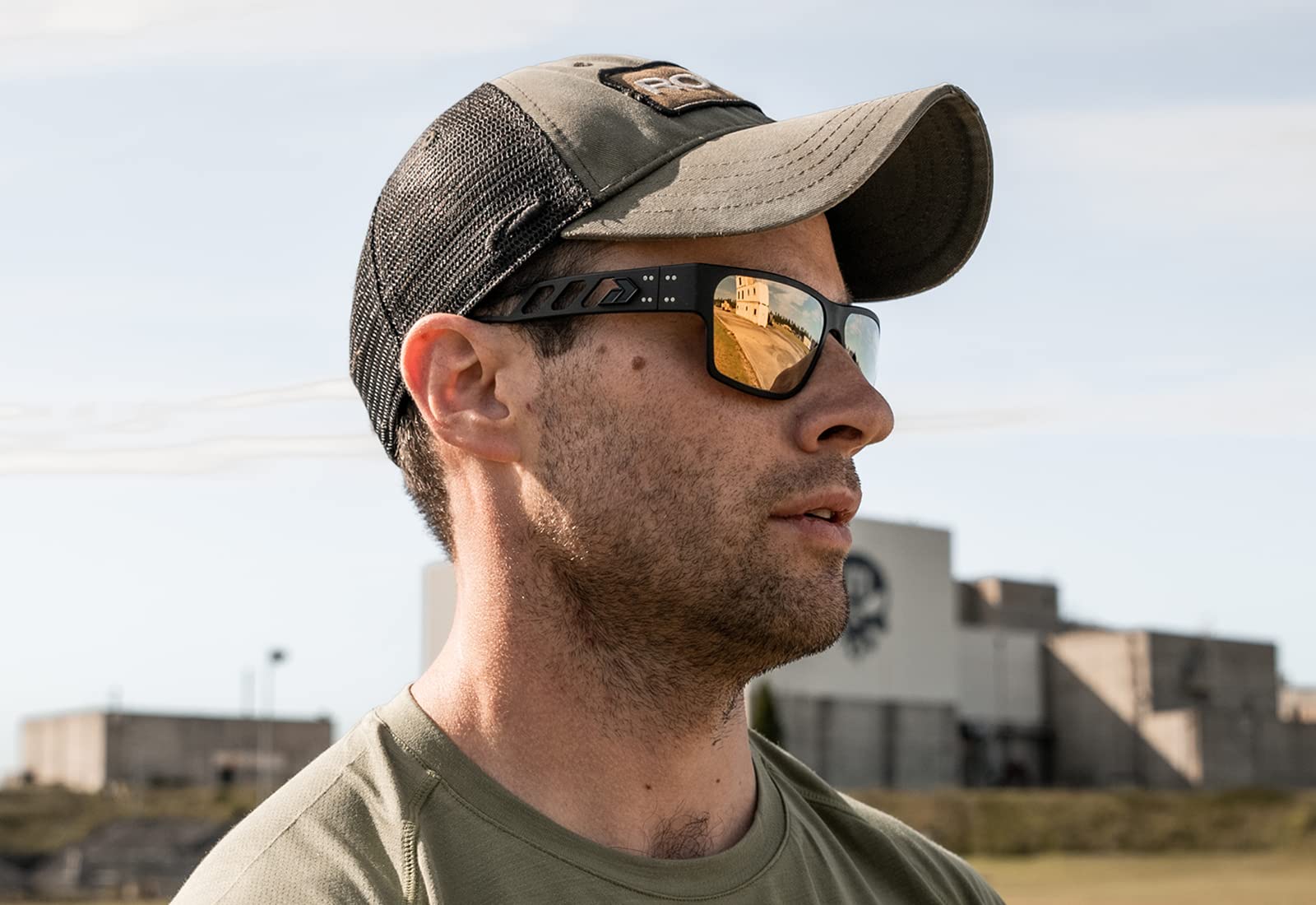 Gatorz Eyewear Delta M4 Sunglasses - Black Anodized with Silver Logo Brown Polar Lens with Green Mirror