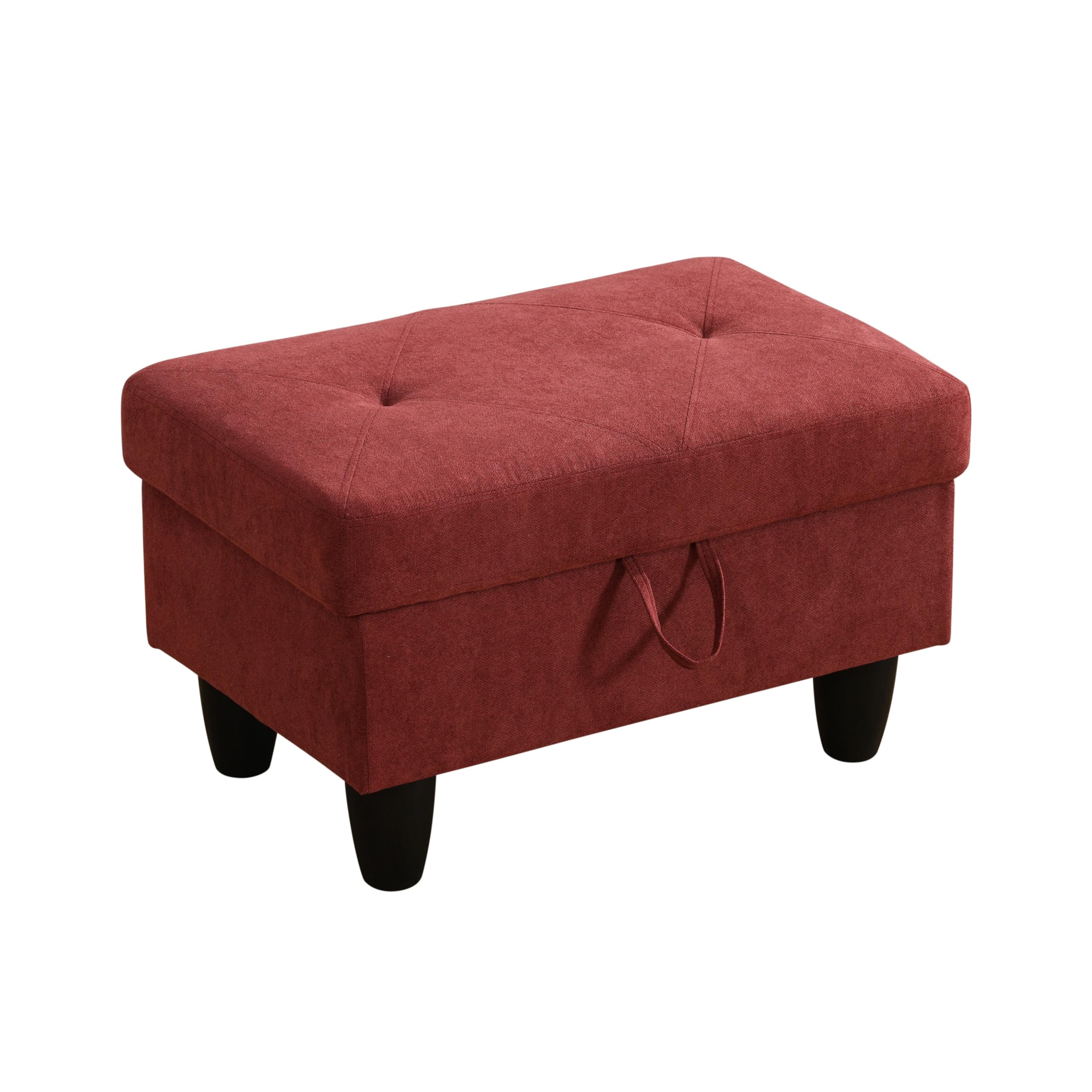 LOPOO 3-Piece 97.5'' L-Shaped Sectional Sofas with 66.5'' Chaise Lounge and Storage Ottoman, Flannelette Modular Large Living Room Couches for Home Office, Living Furniture Right Hand Facing (Red)